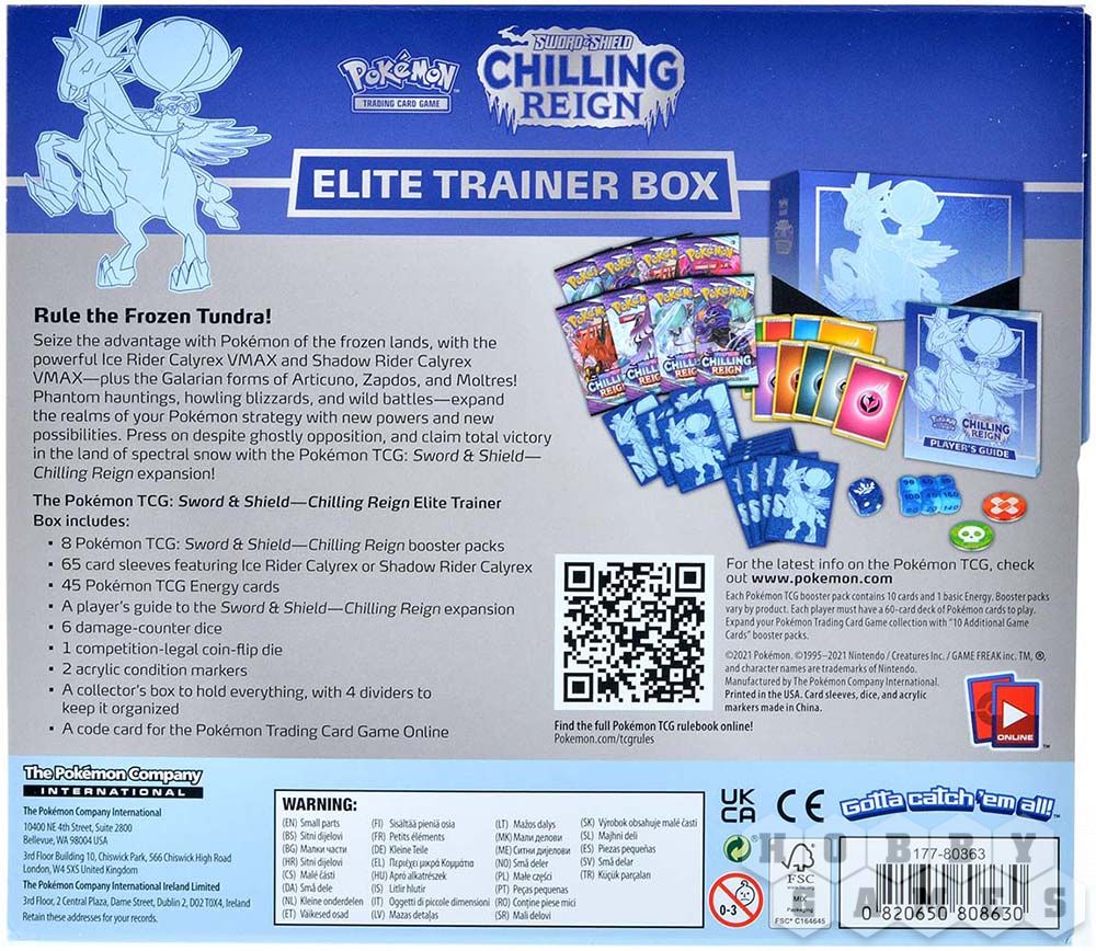 Pokemon TCG. Sword and Shield: Chilling Reign Elite Trainer Box